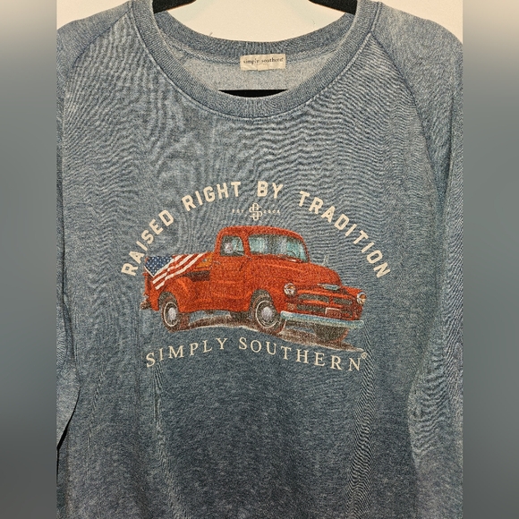 Simply Southern | Tops | Simply Southern Blue Sweatshirt With Red Truck ...